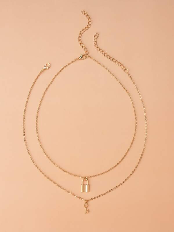 Sparkling 2pcs Lock Charm Necklace – Sparkling-Jewel